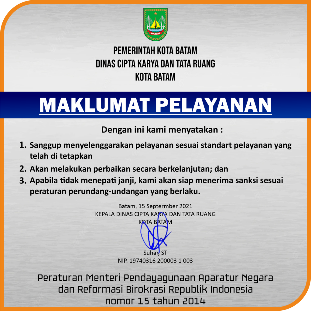 Maklumat Pelayanan – Dinas Cipta Karya dan Tata Ruang